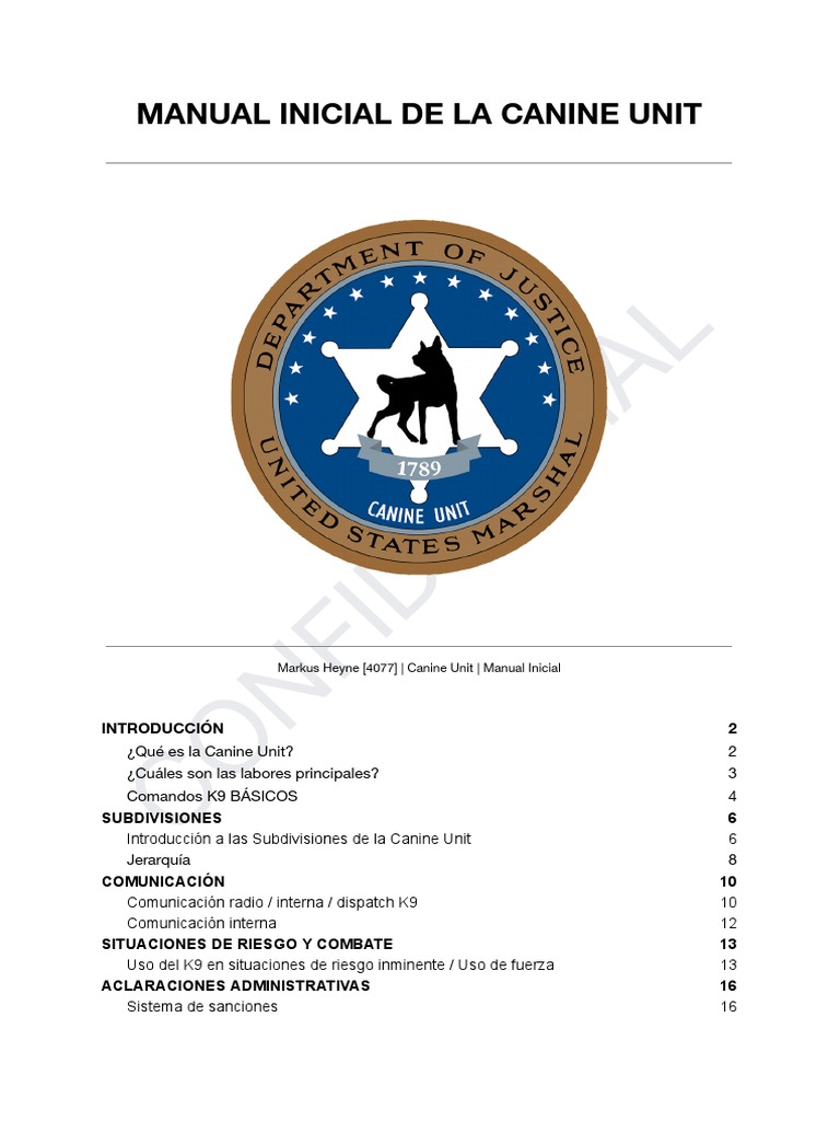 Manual Inicial de La Canine Unit | PDF