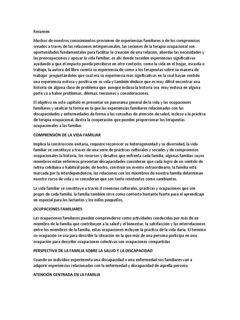 Resumen de Libro Terapia Ocupacional | Descargar gratis PDF | Terapia ...
