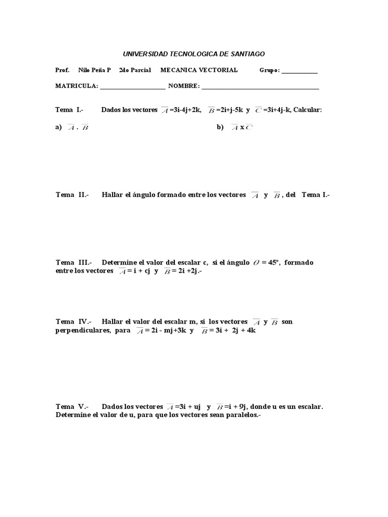 Examen 2do Parcial Mecanica Vectorial - IMC-260-001 | PDF