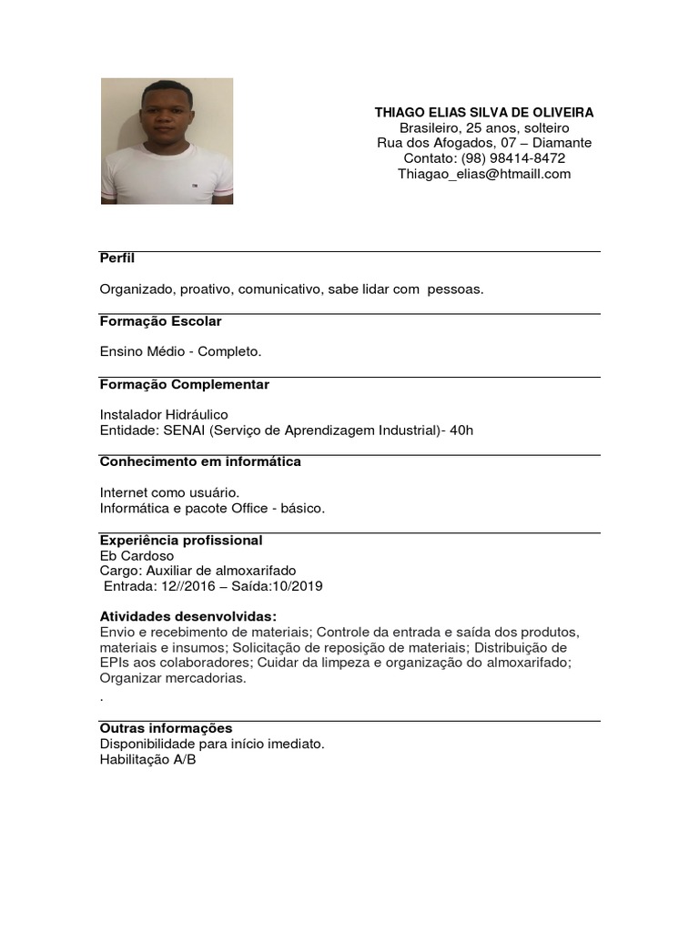 Currículo de Thiago | PDF