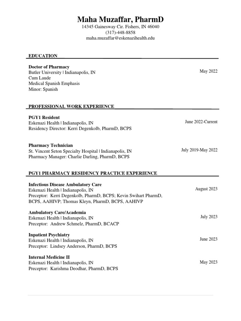 CV Muzaffar Maha | PDF | Pharmacy | Pharmacist