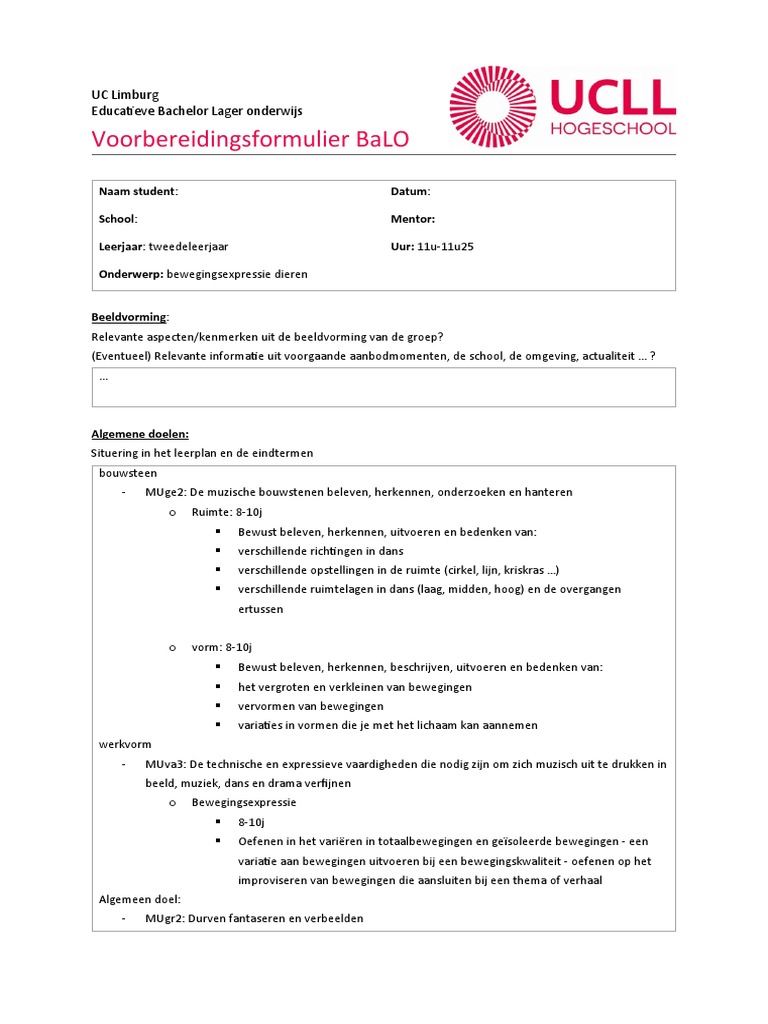 LVB Bewegingsexpressie Dieren | PDF