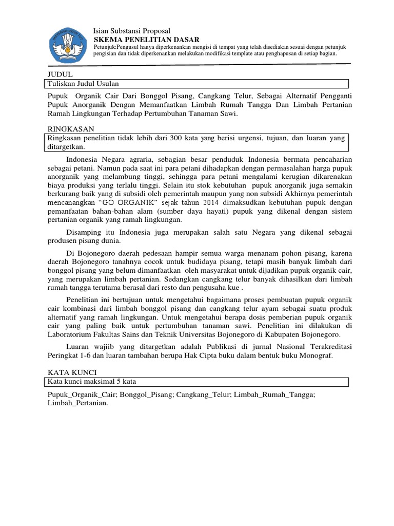 Isian Substansi Proposal Skema Dasar (1) (1) | PDF