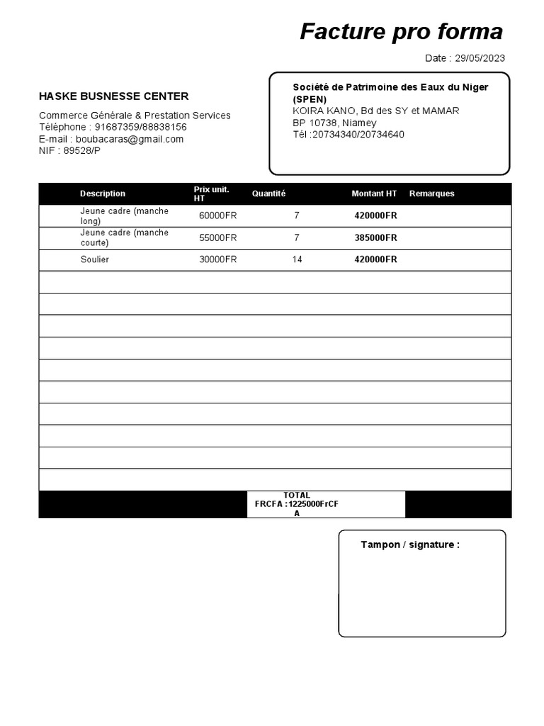 Modèle de Facture Proforma Word Gratuit | PDF | Comptabilité