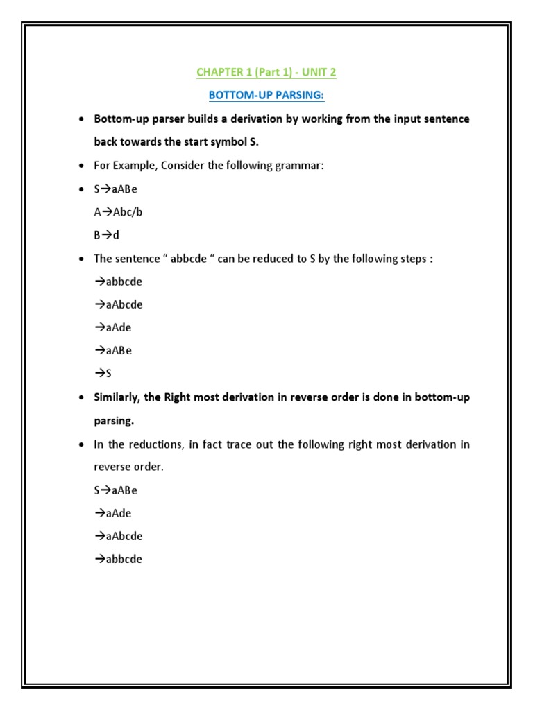 Chpater 1 - Unit 2 | PDF | Parsing | Language Mechanics