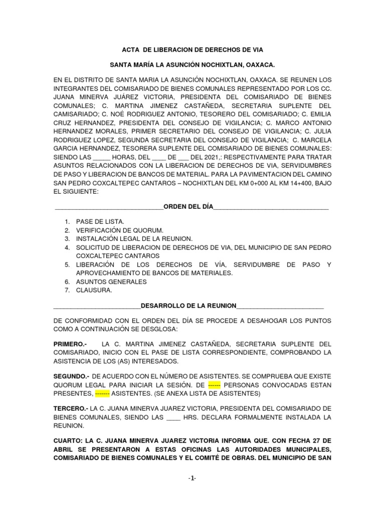 Acta de Derecho de Via | PDF