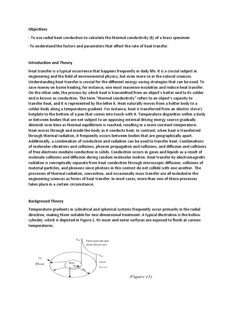 Radial Heat Conduction Report | PDF | Thermal Conduction | Heat