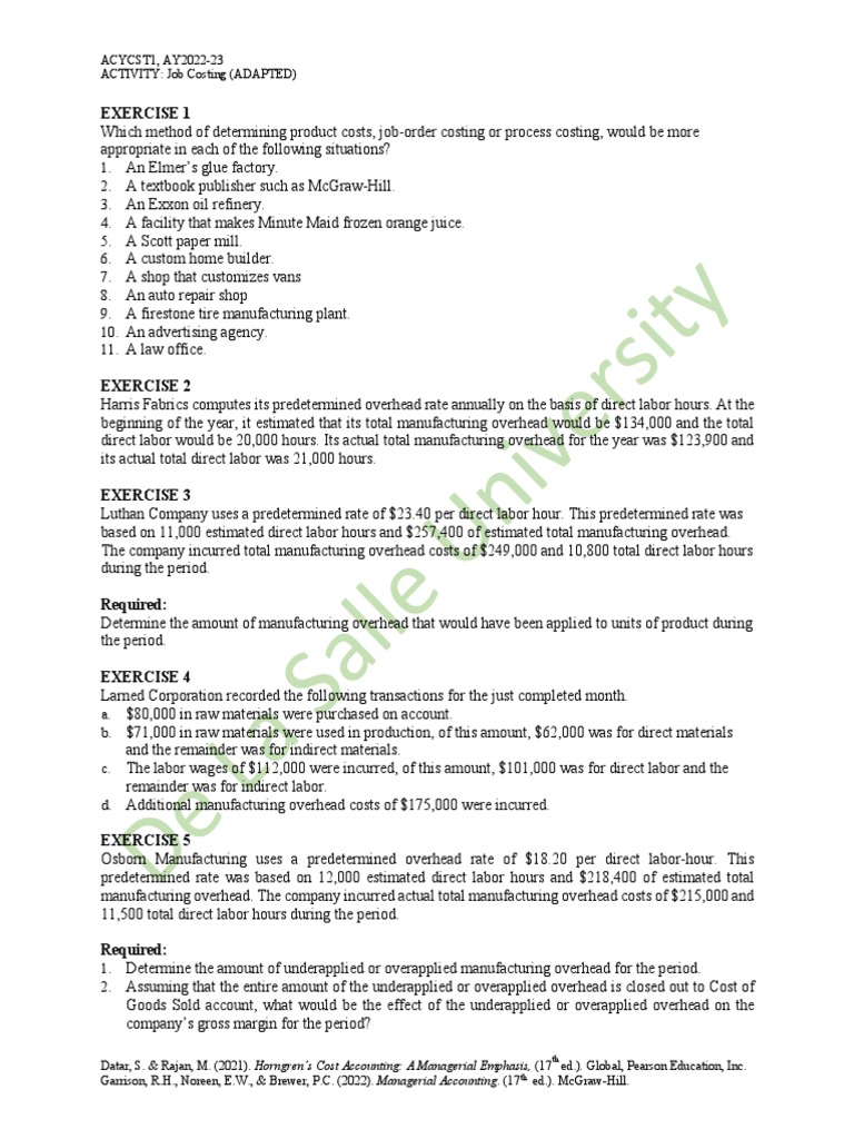 Discussion - Job Costing | PDF | Cost | Debits And Credits