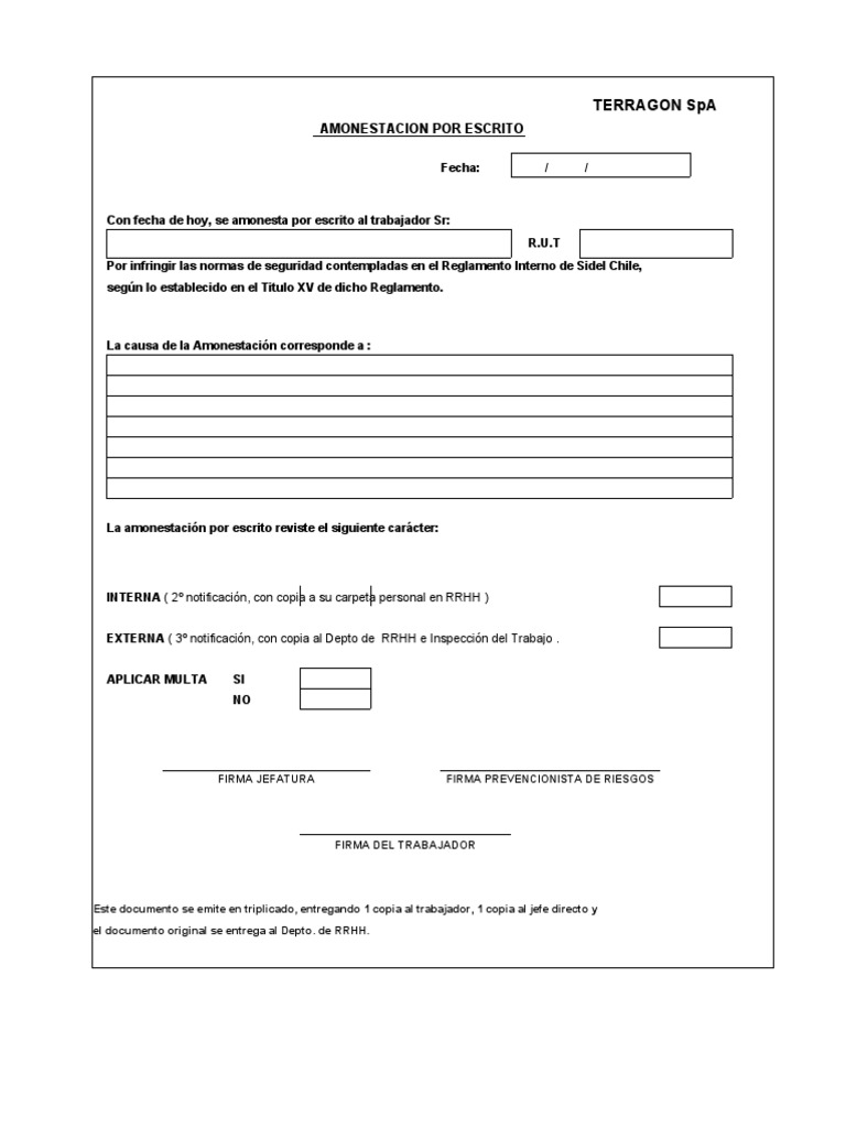 Amonestaciones Por Escrito | PDF