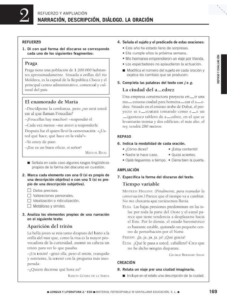 Ejercicios Lengua 2 Eso | PDF