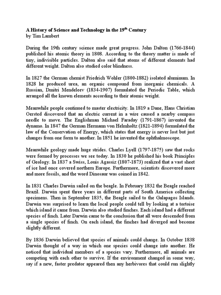 A History of Science and Technology in The 19th Century | PDF | Gun ...