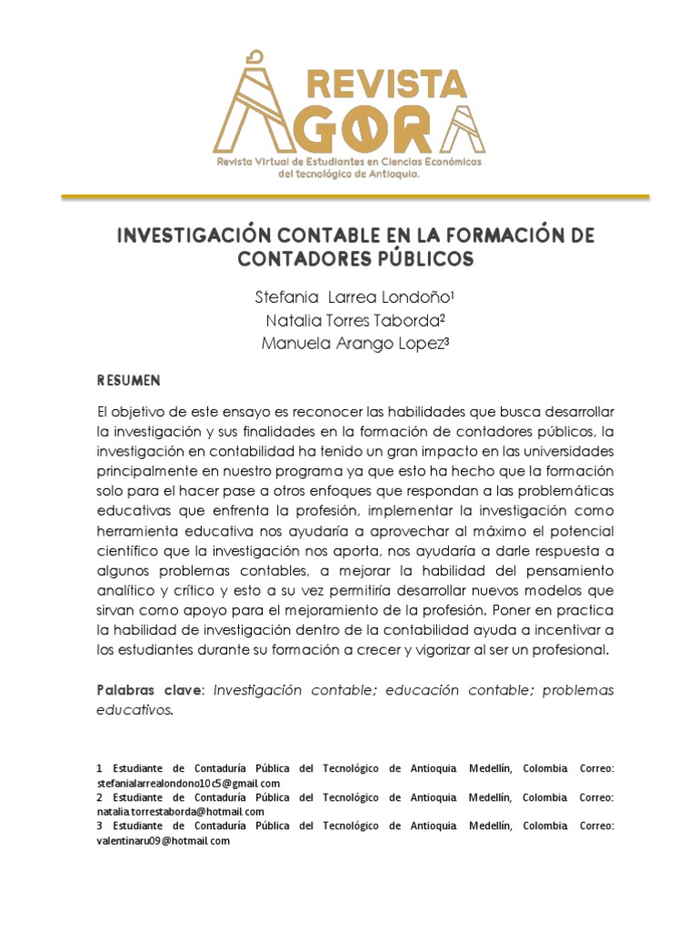 Investigacion Contable en La Formacion de Contadores | PDF ...
