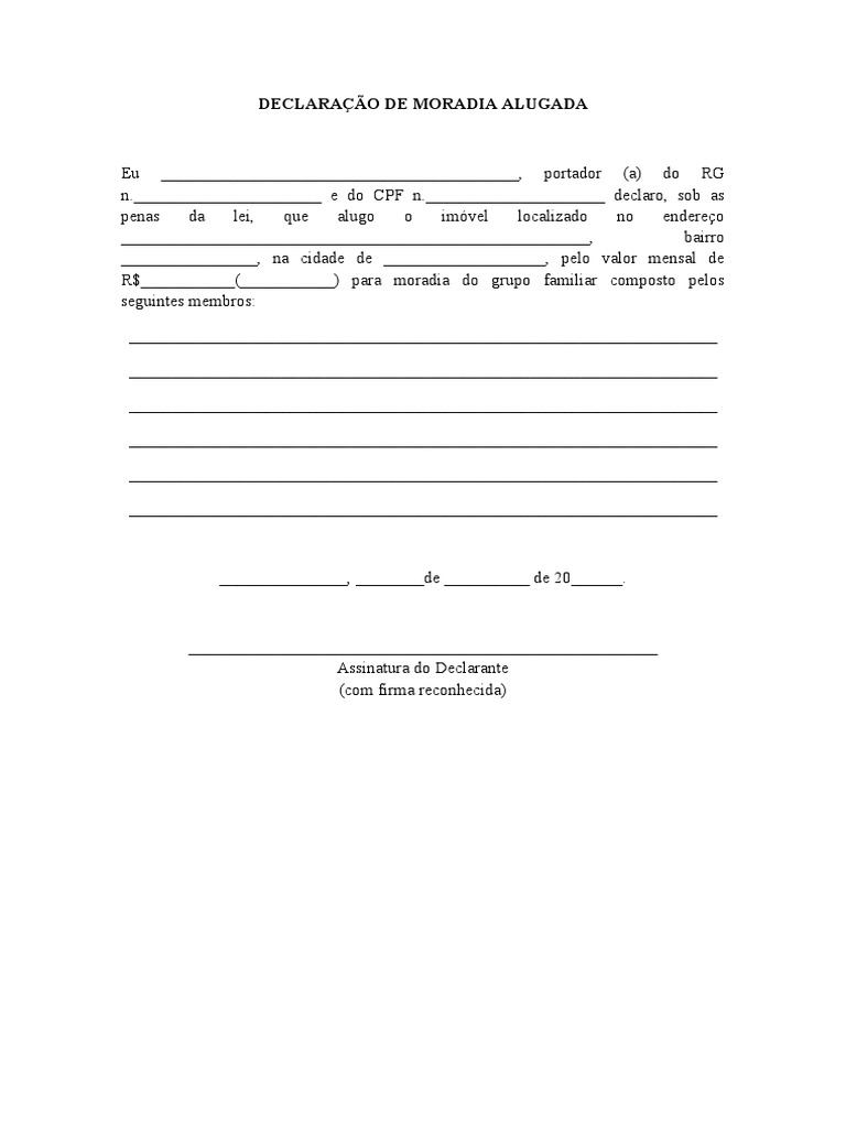 Modelo Declarações | PDF