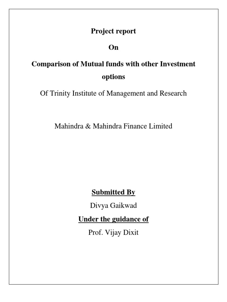 Comparison of Mutual Funds With Other Investment Options | PDF | Mutual ...