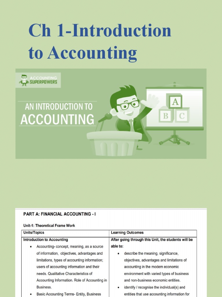 11 Acc CH 1 Introduction To Accounting 23-24 | PDF | Historical Cost | Balance Sheet