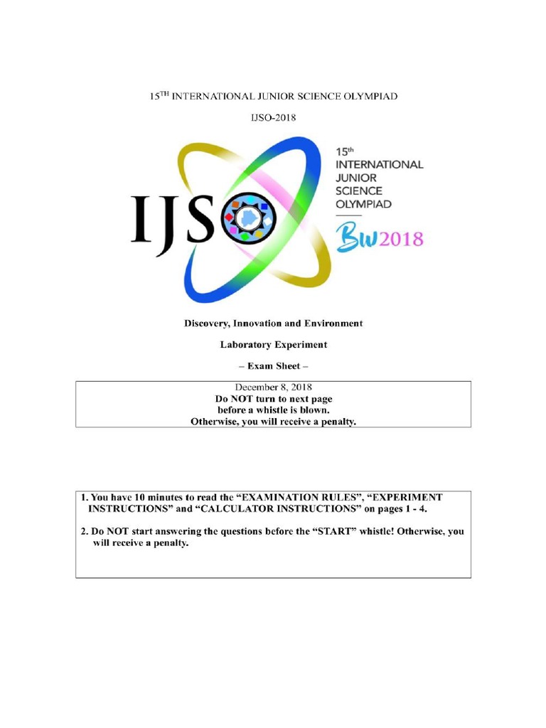 IJSO 2018 LAB Question Paper | PDF