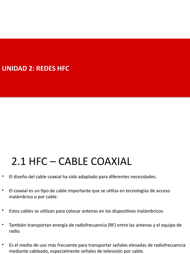 Redes de Acceso HFC-1 | PDF | Televisión por cable | Cable coaxial