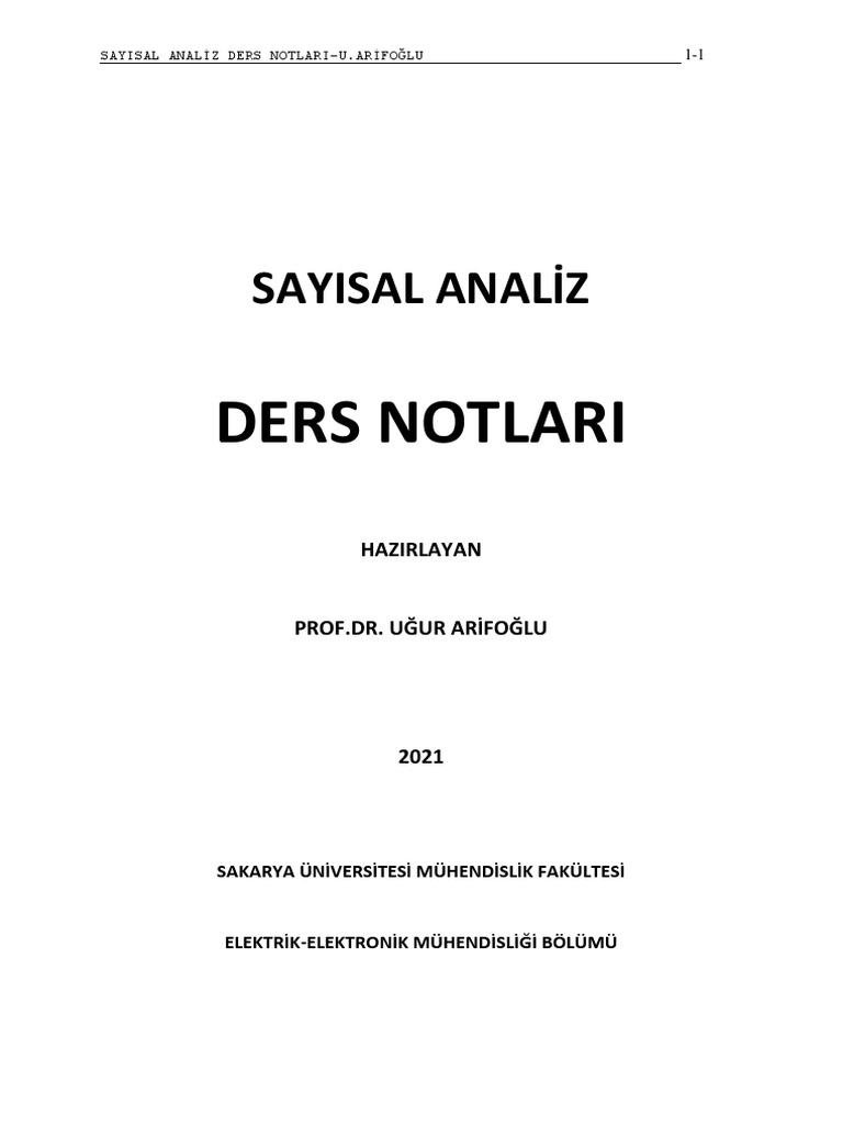 Sayisal Anali̇z Ders Notlari | PDF