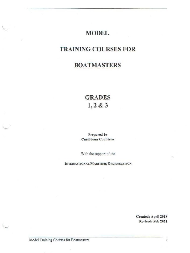 Model Training Courses For Boatmasters Grades 1, 2 & 3 | PDF