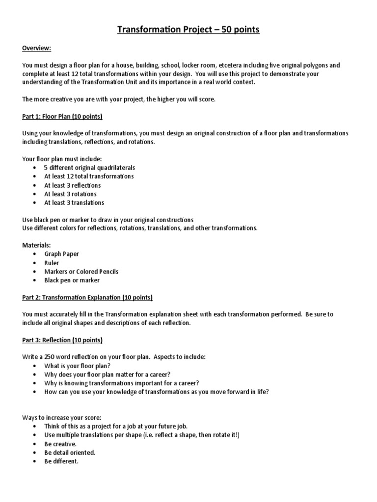 Transformation Project - 50 Points: Overview | PDF | Shape | Geometry