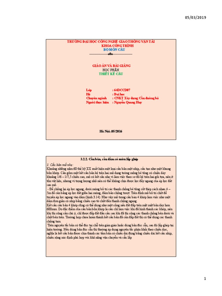 Thiết kế cầu BTCT slide bai giang - 3.2 | PDF