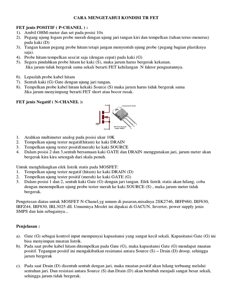 Cara Mengetahui Kondisi TR FET | PDF