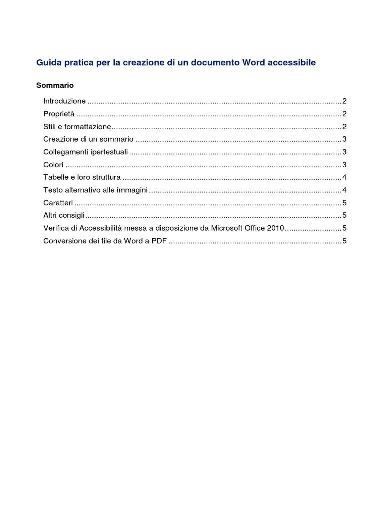 Guida Pratica Creazione Word Accessibile | PDF
