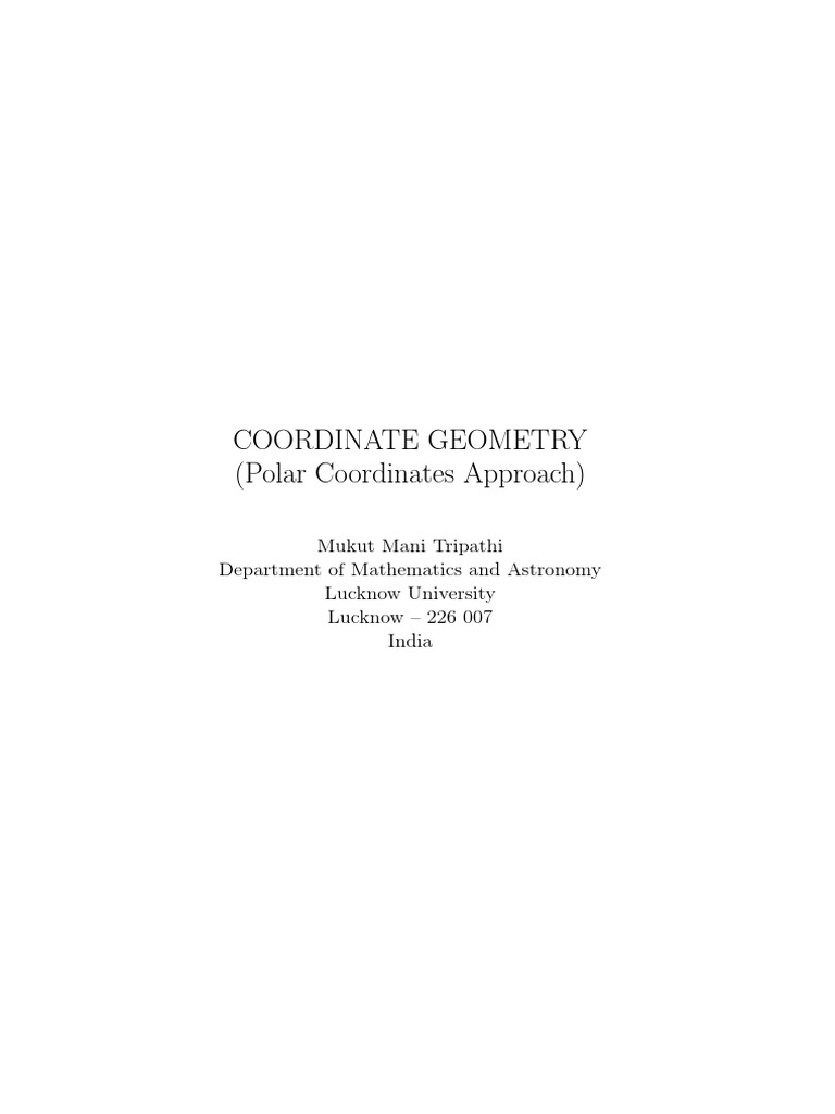 M.M Tripathi Coordinate Geometry | PDF | Coordinate System | Circle