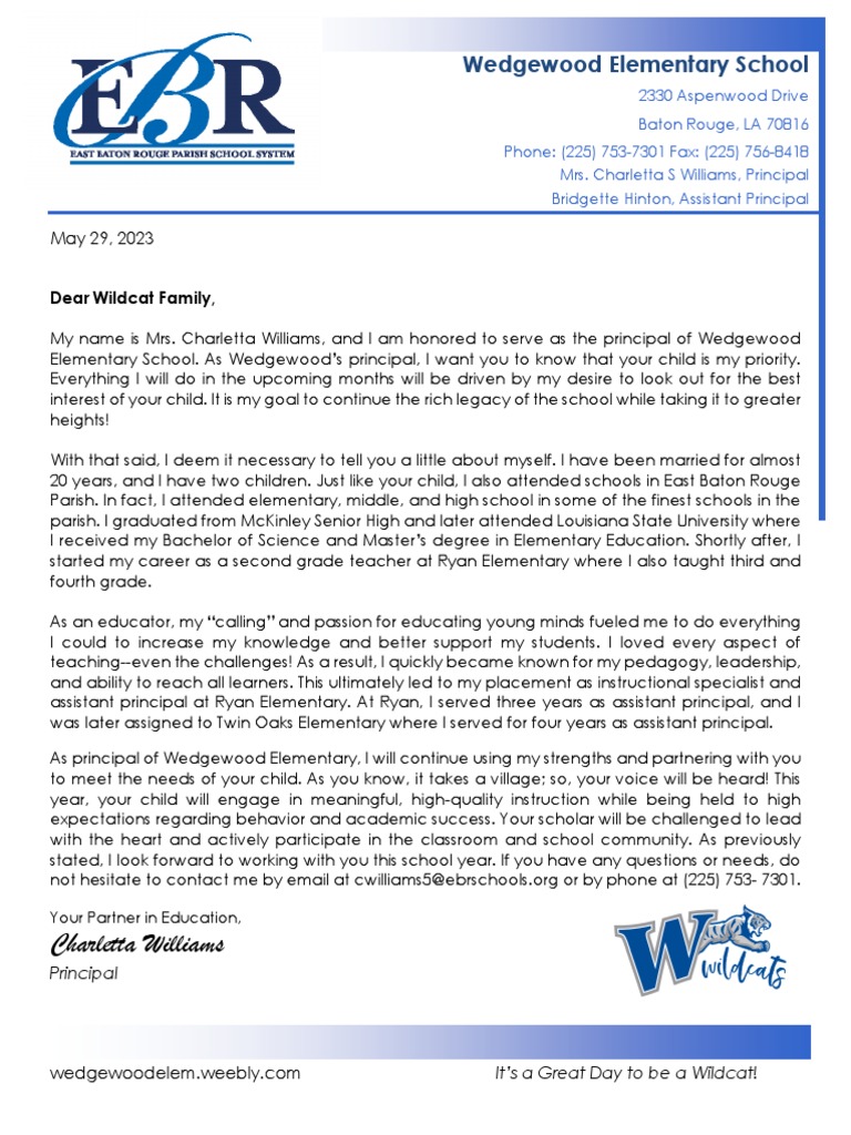 principals letter of introduction | PDF