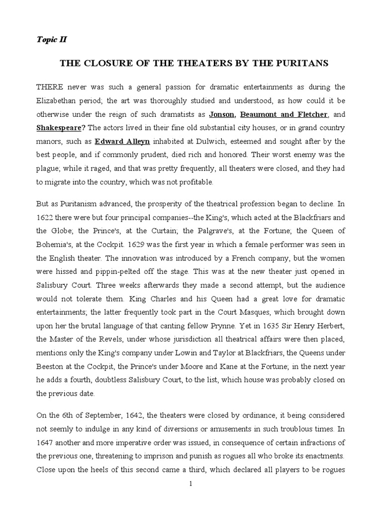 Topic II | Download Free PDF | Ben Jonson | Theatre