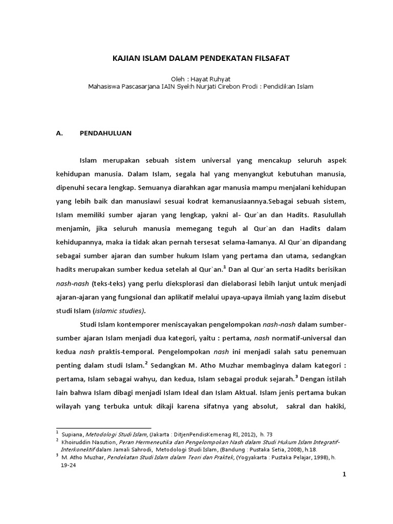 Kajian Islam Dalam Pendekatan Filsafat | PDF