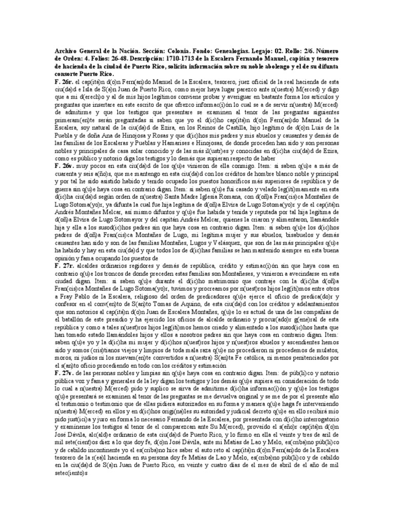 Genealogía de Fernando Manuel de la Escalera | PDF