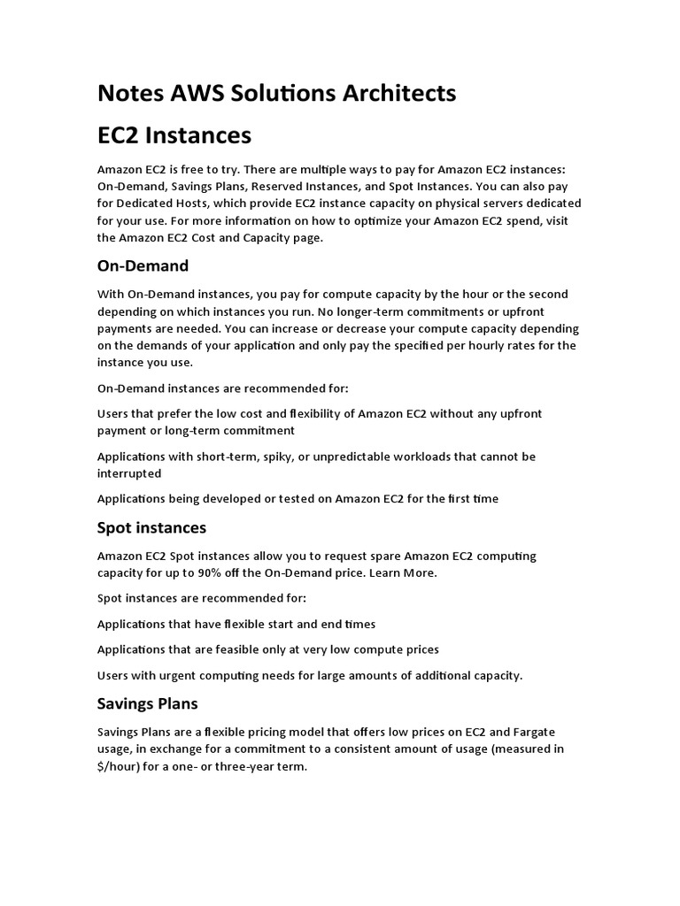 Notes AWS Solutions Architects | PDF | Public Key Certificate | Amazon ...