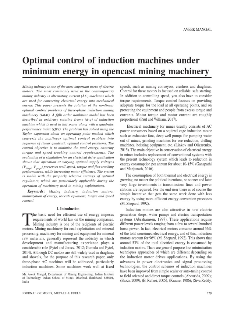 Optimal Control | PDF | Electric Motor | Optimal Control