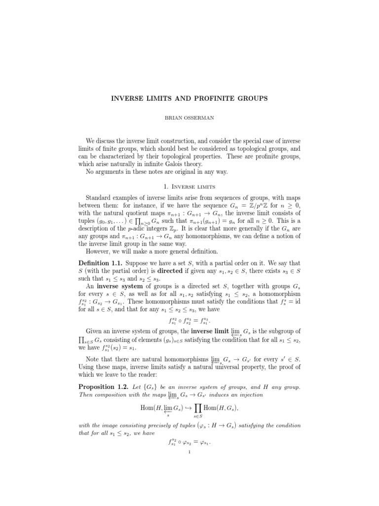 Pro Finite | PDF | Group (Mathematics) | Continuous Function