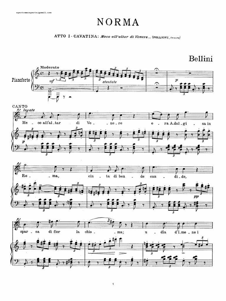 Bellini - Norma - Meco All'altar Di Venere | PDF