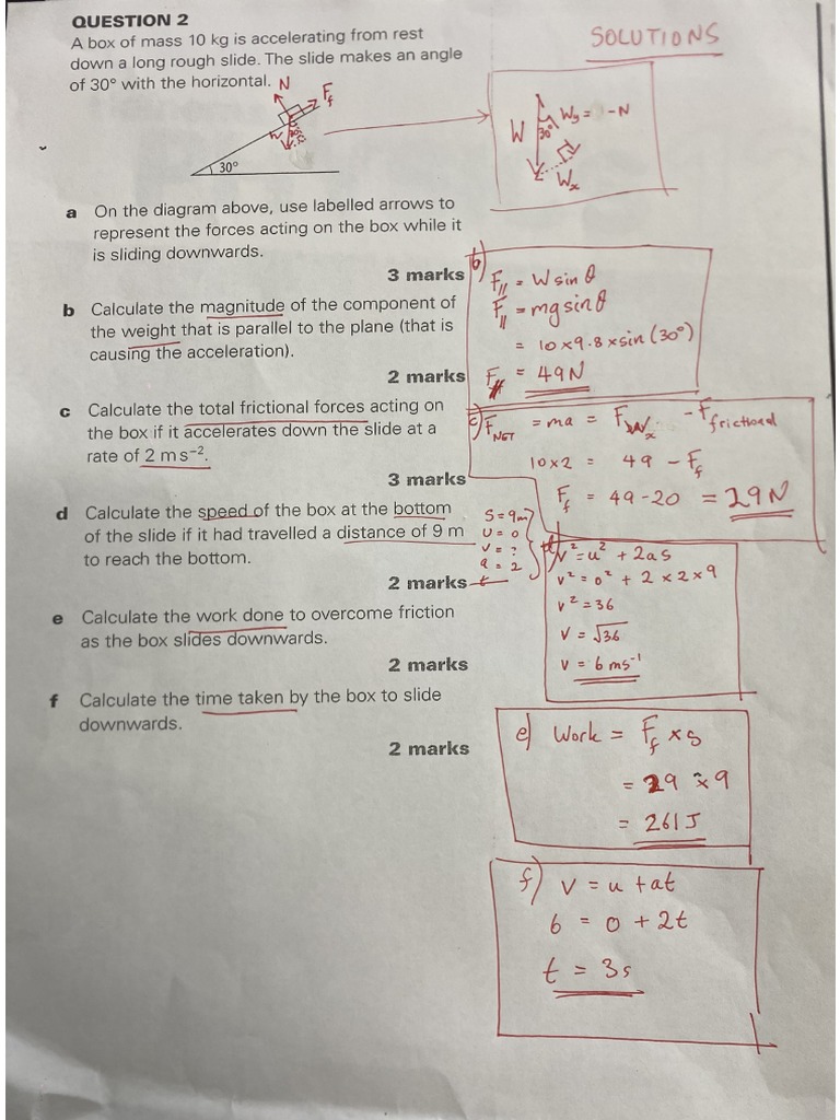 Inclined Plane Question (Solutions) | PDF