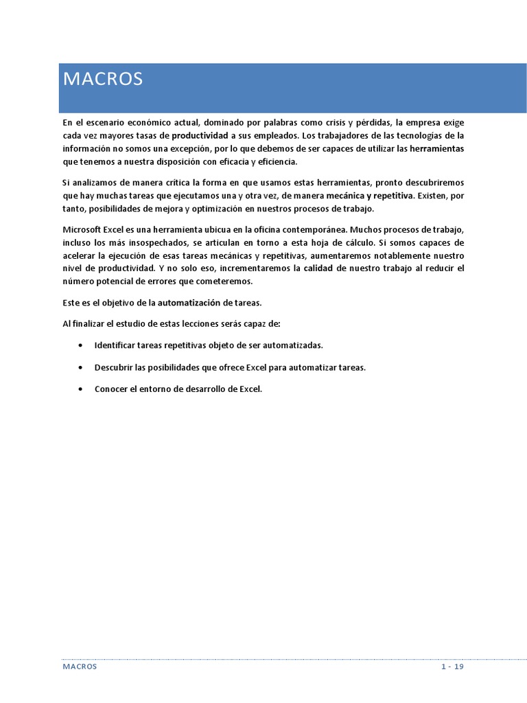 Macros | PDF | Microsoft Excel | Macro (informática)