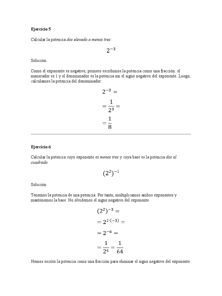 Ejercicio de POTENCIAS | PDF | Exponenciación | Multiplicación