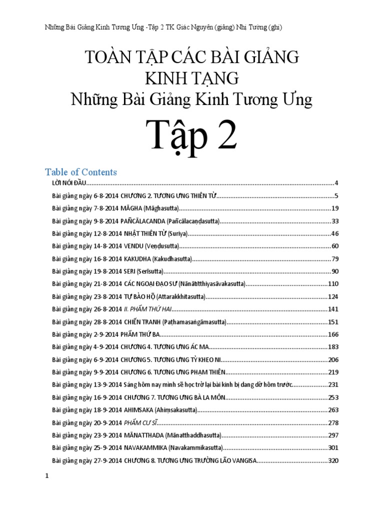 Những Bài Giảng Kinh Tương Ưng -Tập 2 TK Giác Nguyên (Giảng) Nhị Tường (Ghi) | PDF