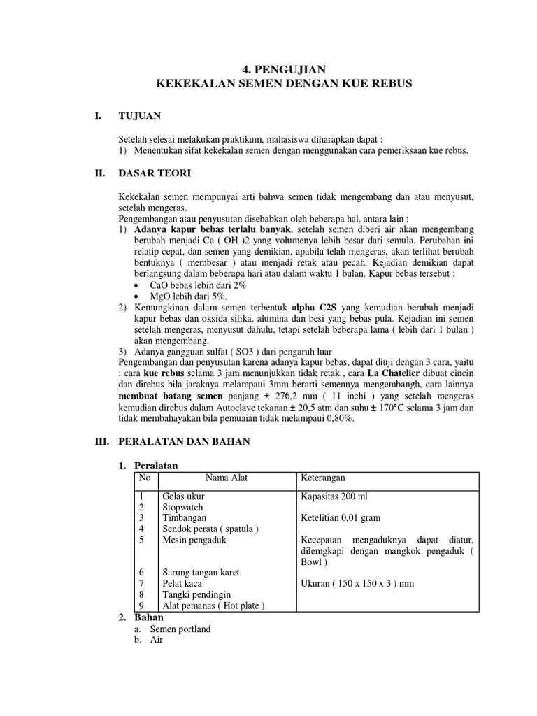 Job Sheet Uji Semen-Kue Rebus | PDF
