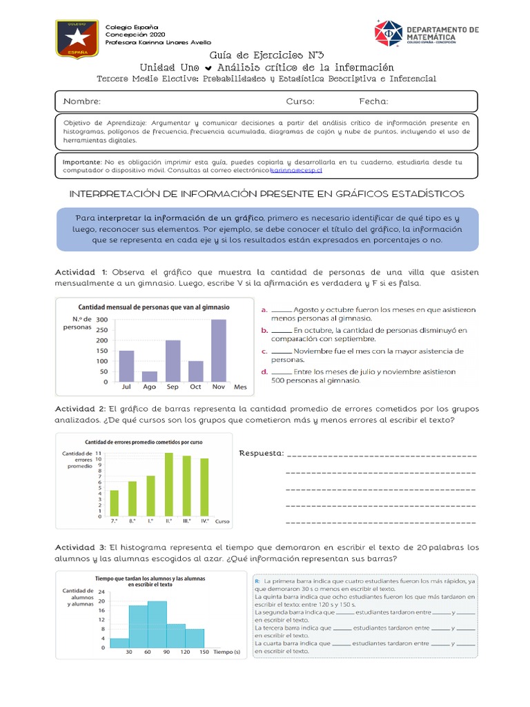 Guía N°3 - ANÁLISIS GRÁFICOS ESTADÍSTICOS | PDF