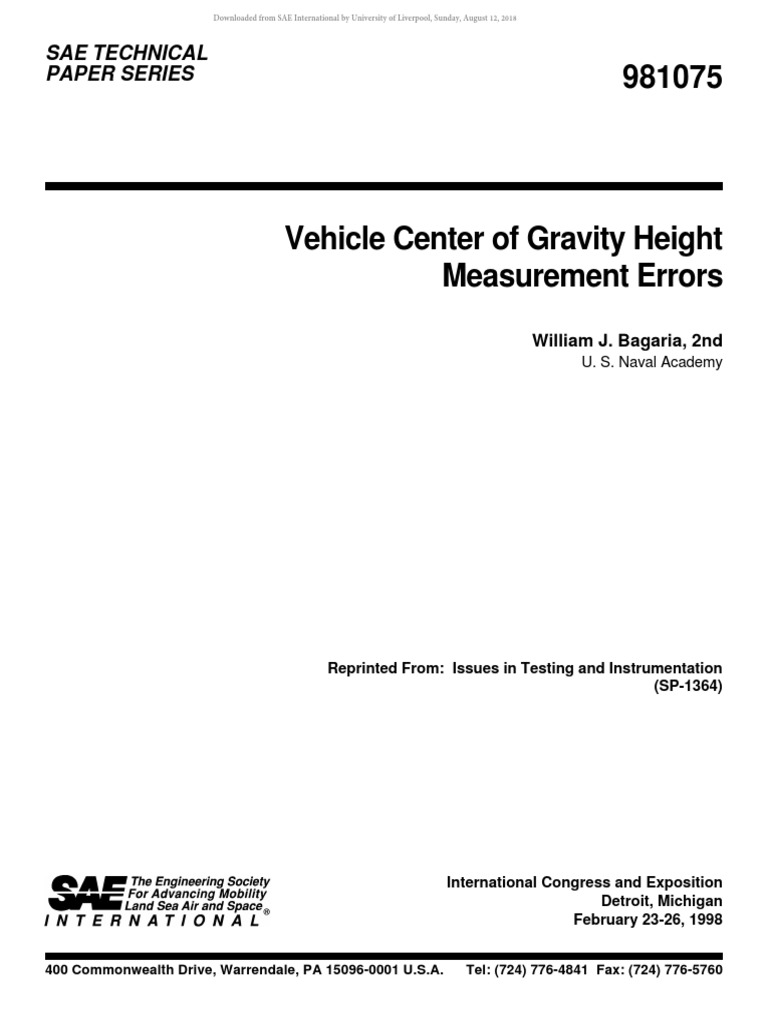 Sae Technical Paper Series: William J. Bagaria, 2nd | PDF | Accuracy ...