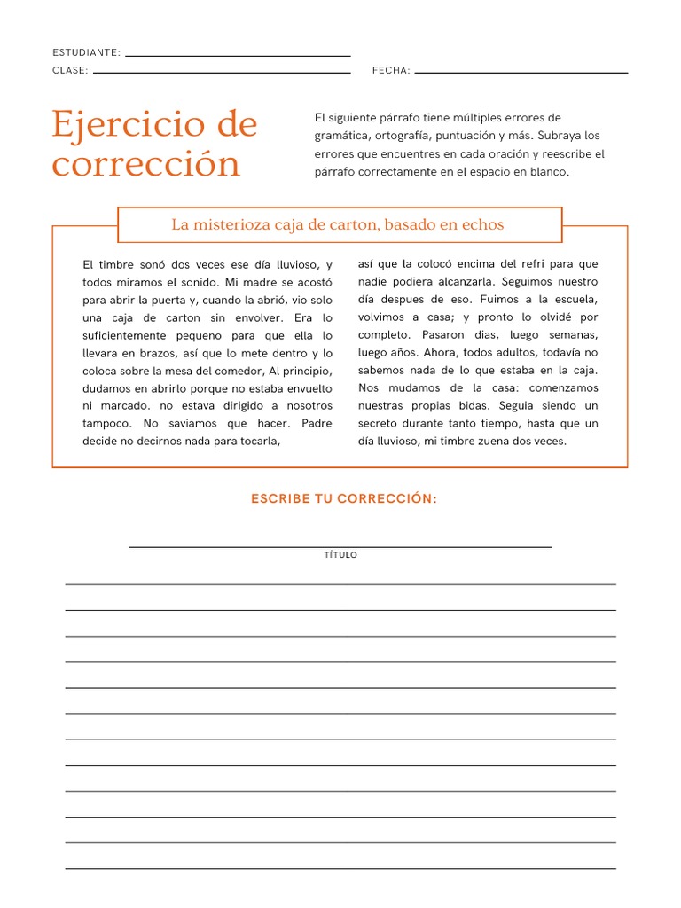 Corrección Español Bi-Color Hoja de Trabajo para Imprimir | PDF