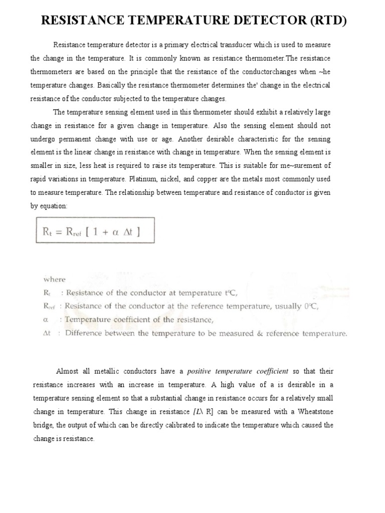 Resistance Temperature Detector | PDF | Electrical Resistance And ...