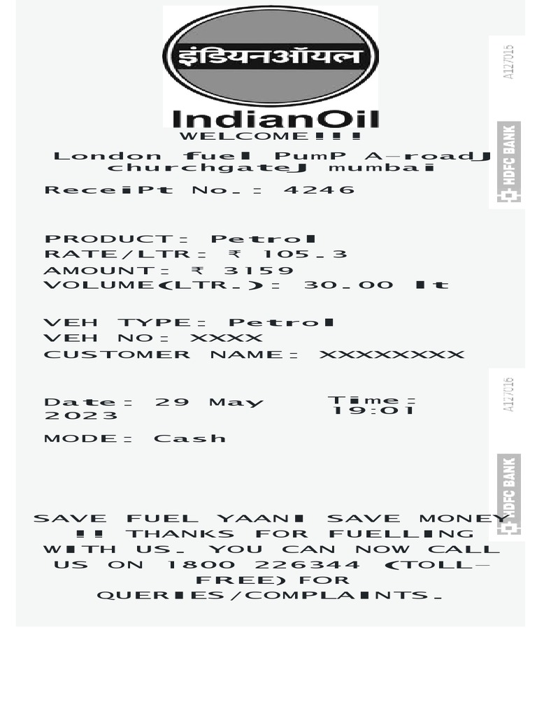 Fuel Bill Template 3 | PDF