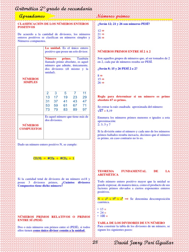 2° 4 Números Primos | PDF | Número primo | Multiplicación