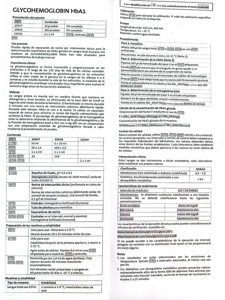 Hemoglobina GLICOSILADA | PDF