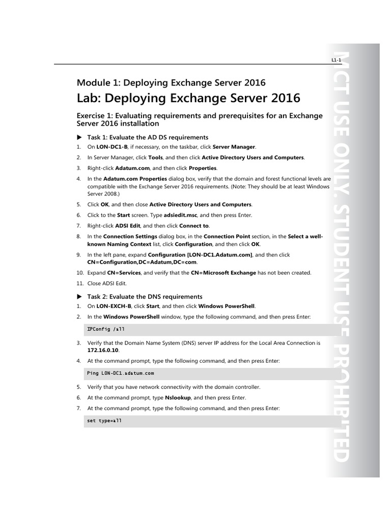 Exchange Server 2016 Deployment Guide | PDF | Active Directory | Microsoft Outlook