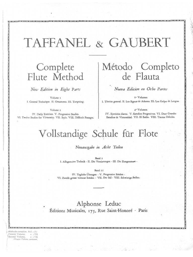 Metodo de Flauta Taffanel - Parte 1 | PDF